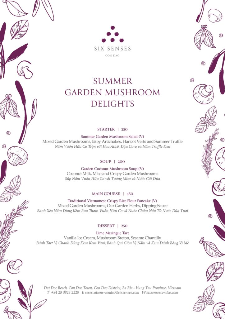 Organic Mushroom Menu Highlights Summer Dining Delights - Six Senses ...
